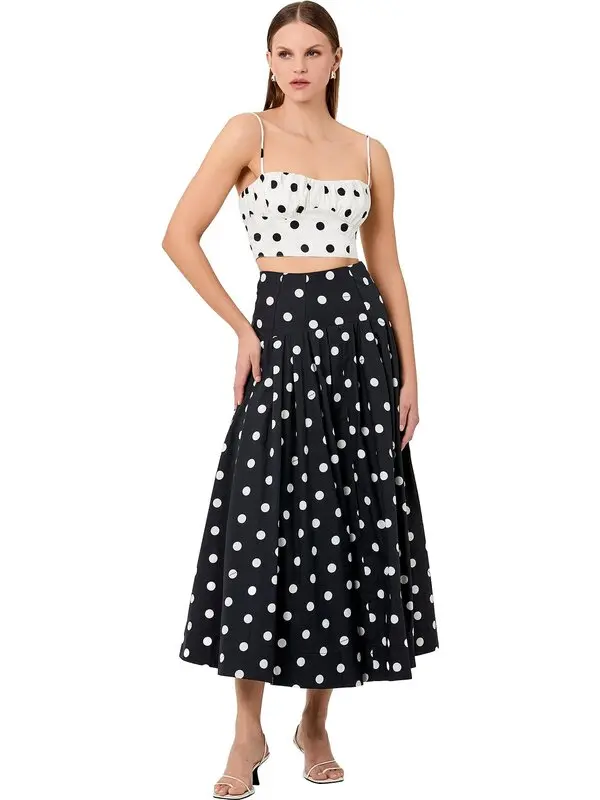 NICHOLAS Yasmin Polka Dot Skirt - Black / White Polka Dot