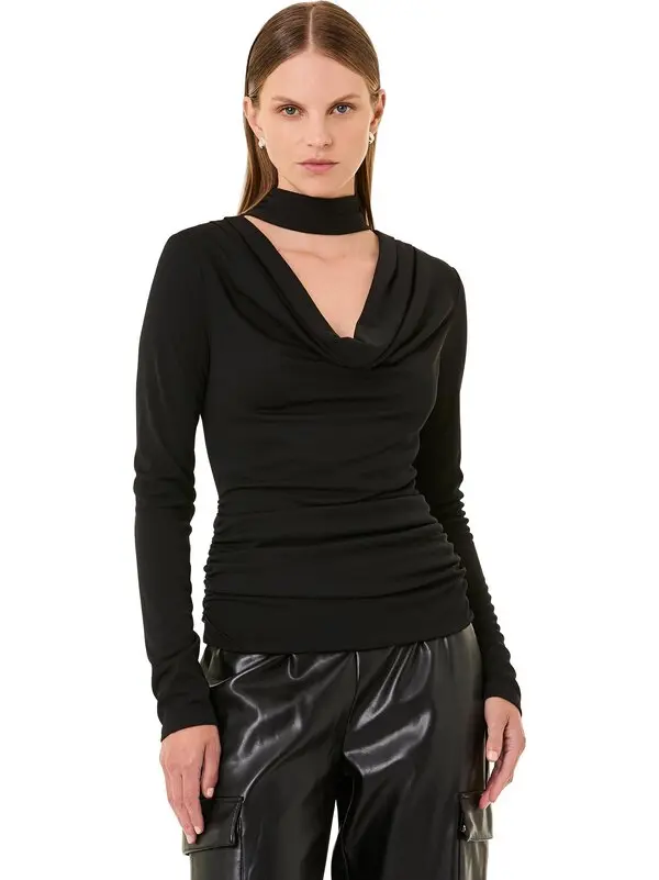 NICHOLAS Demitria Draped Top - Black