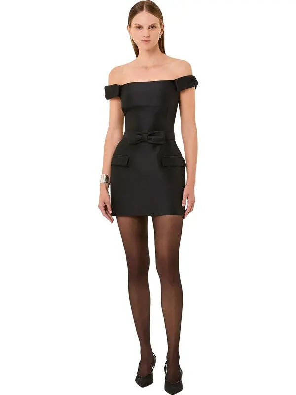 NICHOLAS Pema Dress Off-the-shoulder Mini Dress With Bow Detail - Black