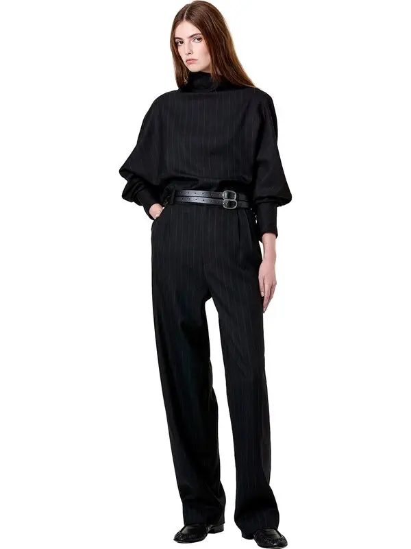 NICHOLAS Amadea Pinstripe Trousers - Black