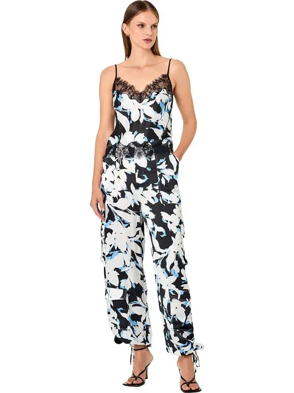 NICHOLAS Nori Floral Print Wide Leg Pants - Black Blur Print