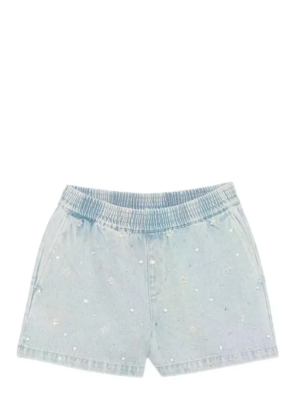 Maje Rhinestone Embellished Denim Shorts - Blue
