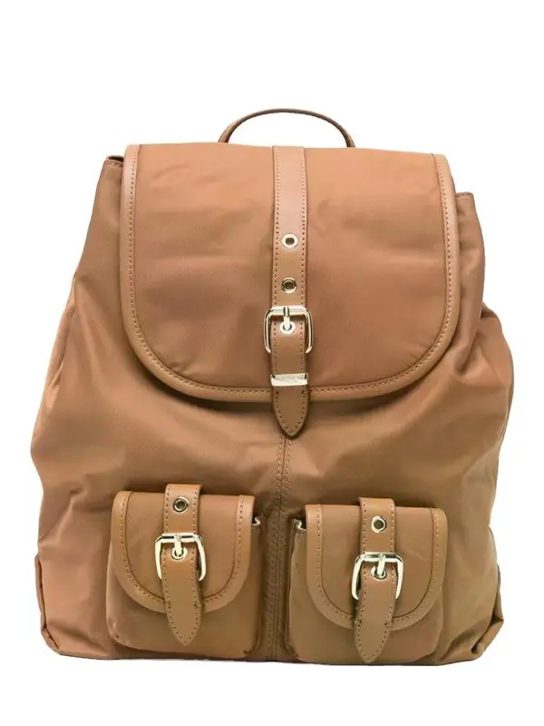 Maje Leather Trimmed Backpack - Brown