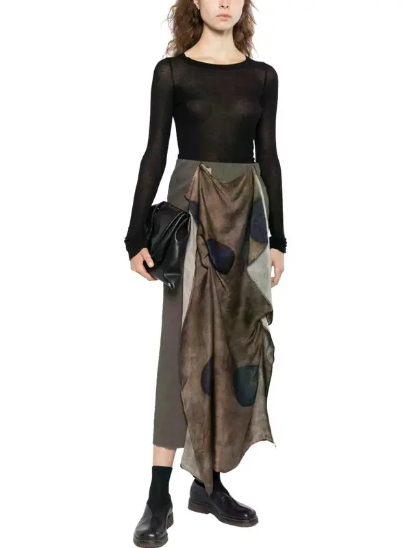 UMA WANG Draped Midi Skirt - Brown