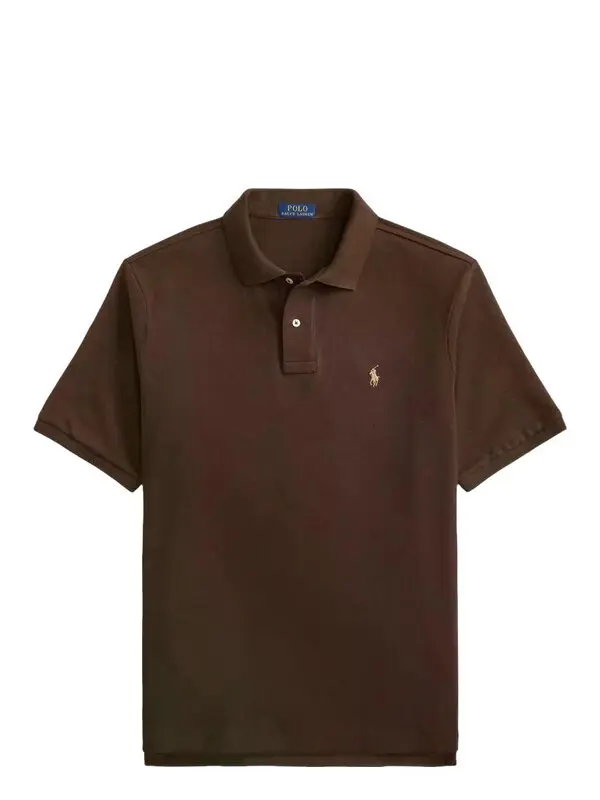 Polo Ralph Lauren Mesh-knit Embroidered-logo Polo Shirt - Brown