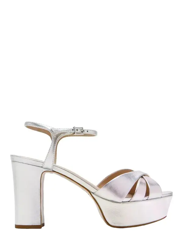 Schutz 105mm Crossover Platform Sandals - Silver