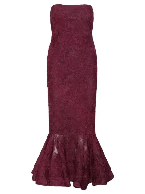 ROTATE BY BIRGER CHRISTENSEN Strapless Floral Midi Dress - Red