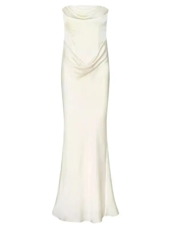 ROTATE BY BIRGER CHRISTENSEN Strapless Corsage Maxi Dress - Neutrals
