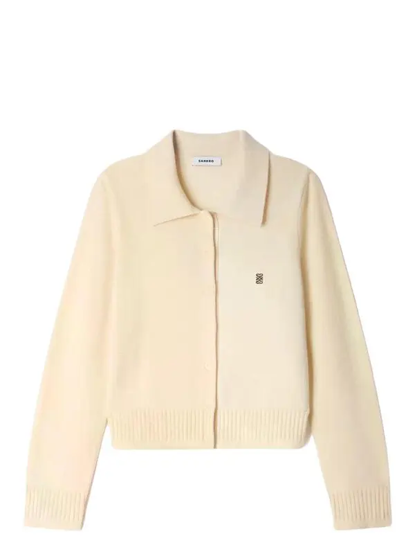 Sandro Wool & Cashmere Shirt Collar Cardigan - Neutrals