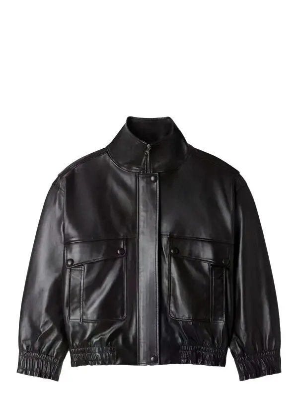 Sandro Lambskin Leather Jacket - Black