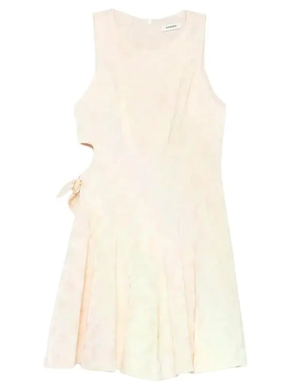 Sandro Floral-jacquard Cut-out Mini Dress - Neutrals