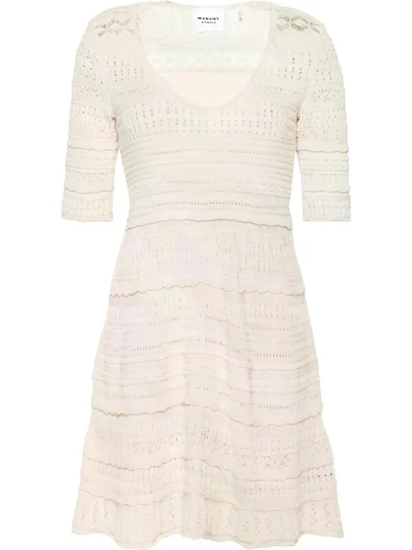 MARANT ETOILE Jumi Crochet-knit Mini Dress - Neutrals