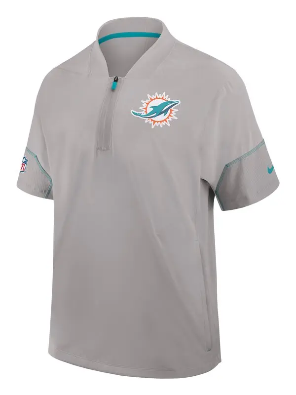 Nike Miami Dolphins Nfl 1/2-zip Short-sleeve Hooded Jacket - Grey