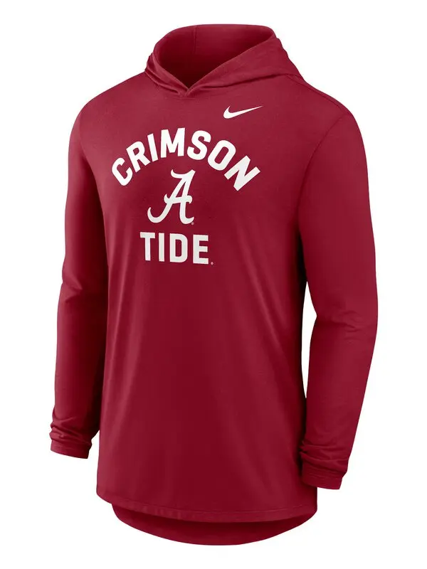 Nike Alabama Primetime Arch Dri-fit College Long-sleeve Hooded T-shirt - Red