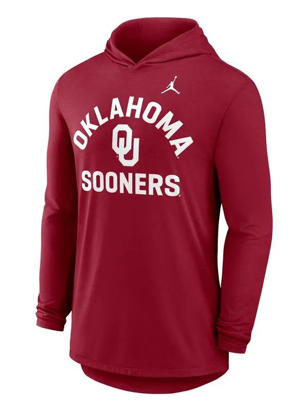 Nike Oklahoma Primetime Arch Dri-fit College Long-sleeve Hooded T-shirt - Red