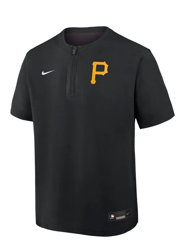 Nike Pittsburgh Pirates Dri-fit Mlb Short-sleeve Windshirt - Black