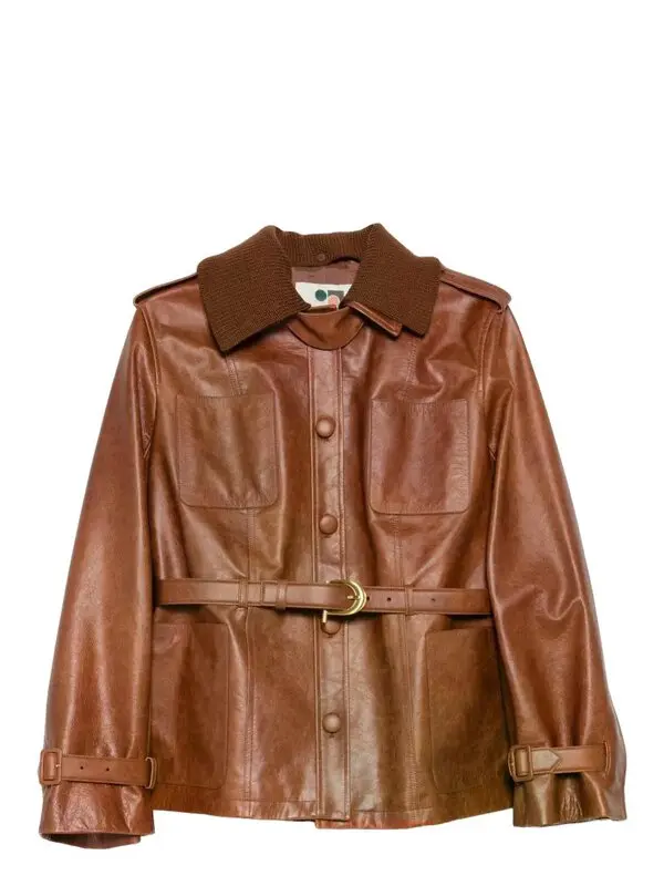 Ports 1961 Belted Leather Jacket - Brown