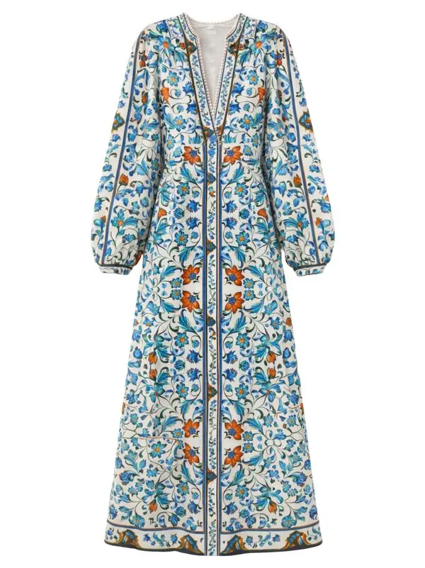 Farm Rio Long Sleeve Printed Maxi Dress - Multi