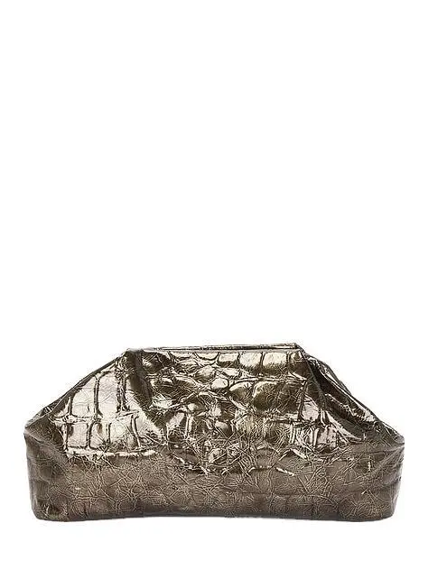 CULTNAKED Babylon Leather Clutch - Green Croc