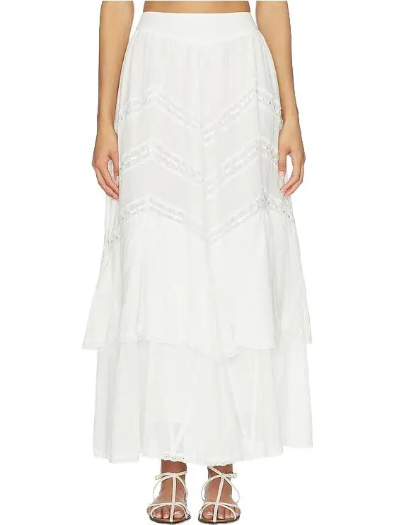 For Love & Lemons Lou Maxi Skirt - White