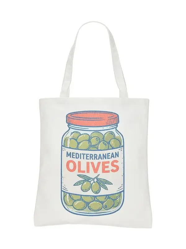 8 Other Reasons Tote Bag With Olive Jar Print - White