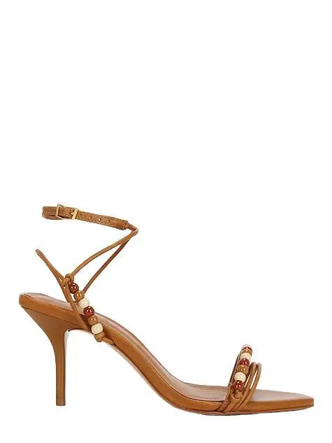 Schutz Kalea Heeled Sandals With Bead Accents - Burnt Honey