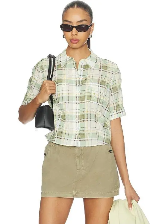 FRAME Plaid Utility Shirt - Jade Green Plaid