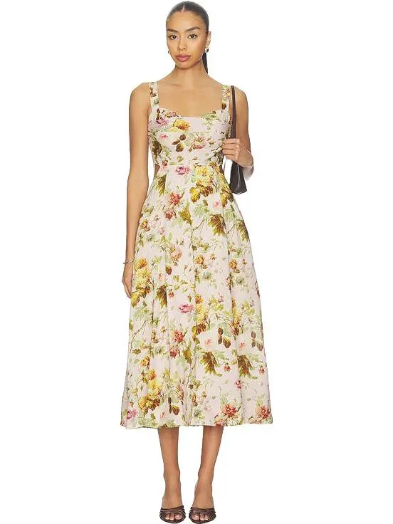 Astr The Label Ciana Floral Dress - Pink Green Bloom