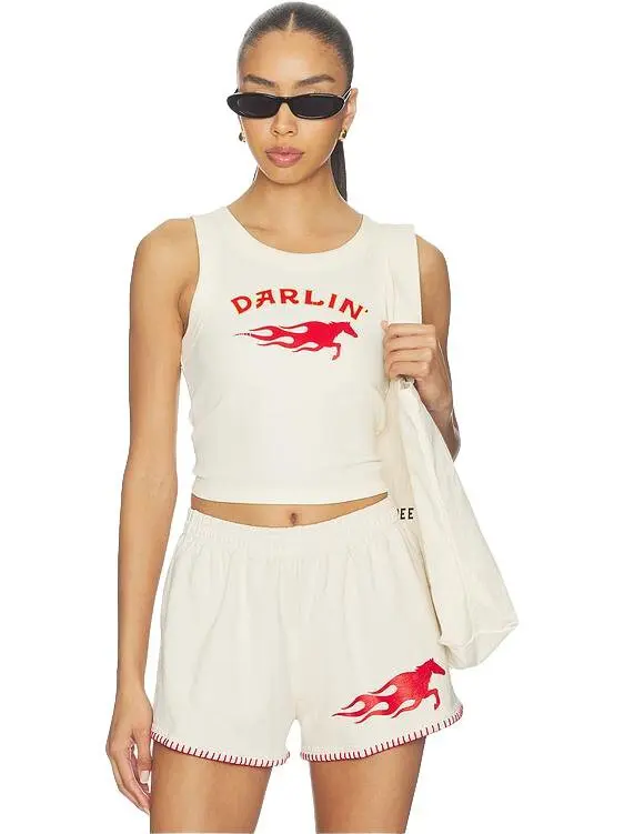 DARLIN Hot Bronc Crop Tank - Creme
