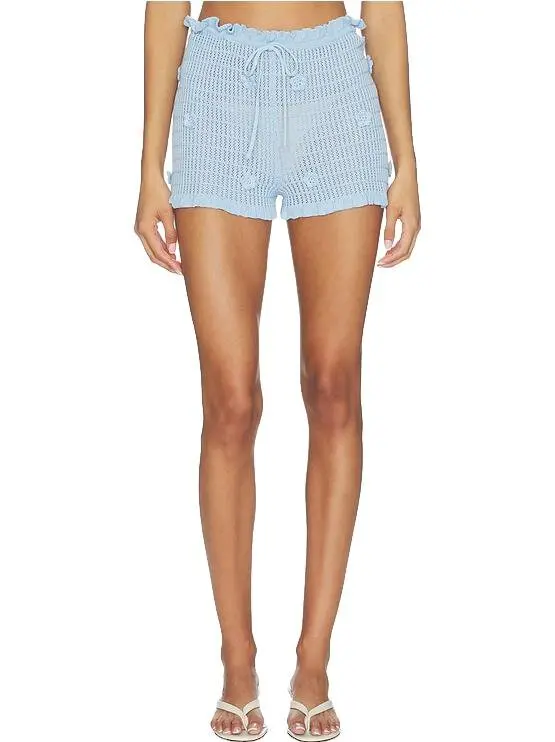STONE COLD FOX Knit Floral Shorts - Baby Blue