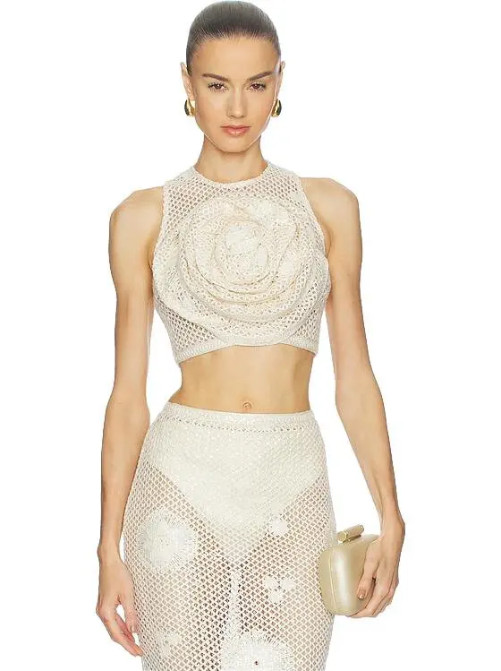 BRONX AND BRONCO Crochet Mila Crop Top - Cream