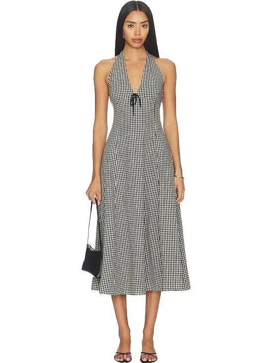 ELODIE THE LABEL Serena Gingham Halterneck Dress - Black Gingham