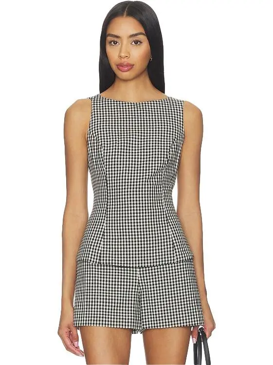 ELODIE THE LABEL Birdie Sleeveless Gingham Top - Black Gingham