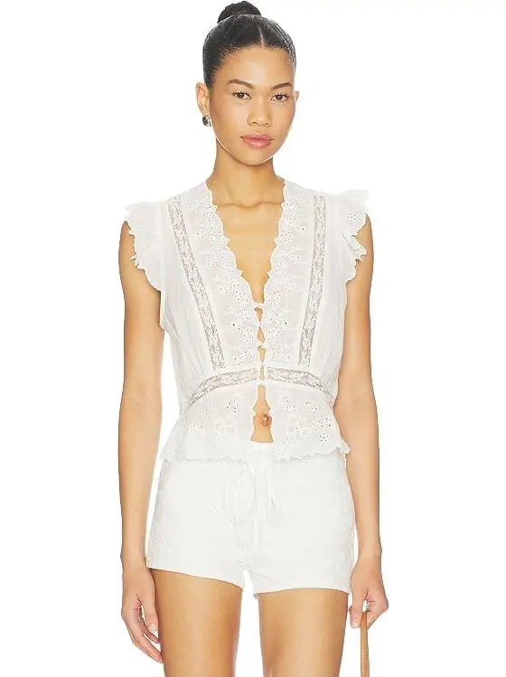 Free People Day Dreamer Embroidered Voile Top - Ivory