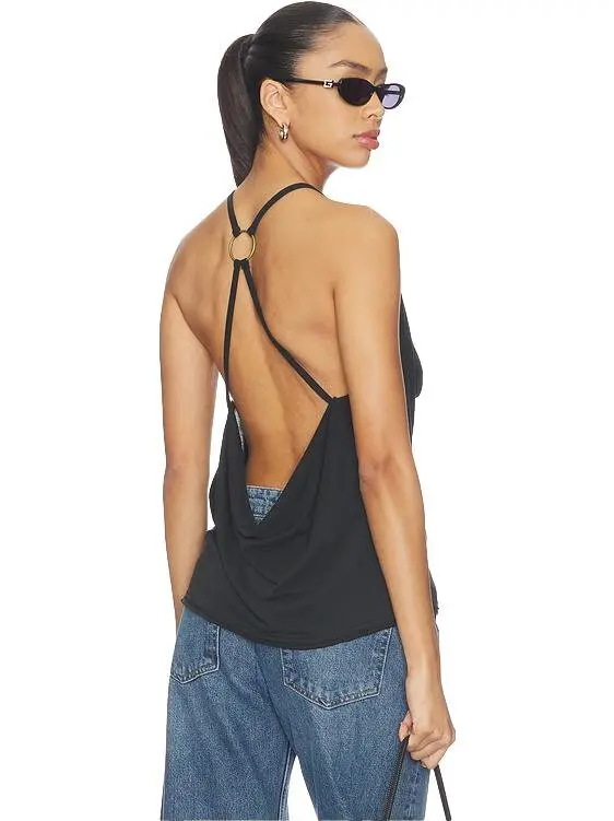 Free People Veda Cowl Neck Halter Top - Black
