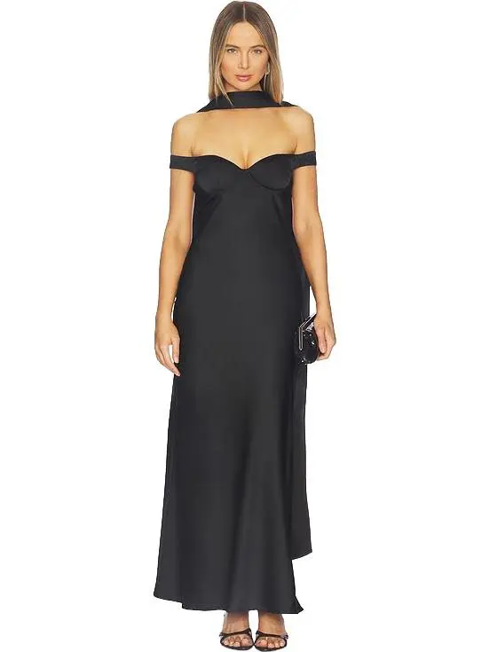 RUNAWAY THE LABEL Off Shoulder Maxi Dress - Noir