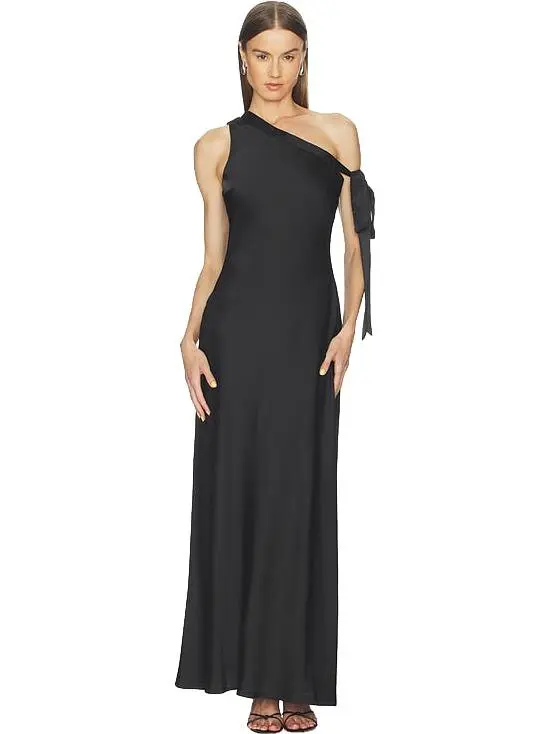 RUNAWAY THE LABEL Viola One Shoulder Maxi Dress - Noir