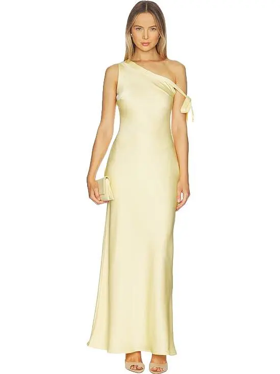 RUNAWAY THE LABEL Viola One Shoulder Maxi Dress - Buttermilk
