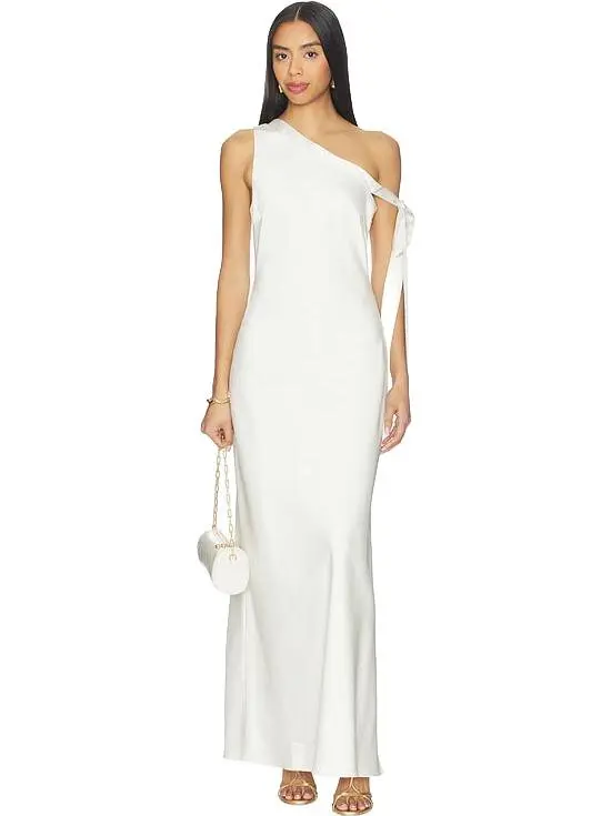 RUNAWAY THE LABEL One Shoulder Maxi Dress - Pearl