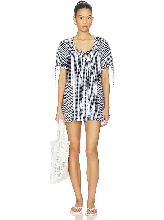Free People Farley Gingham Dress - Navy Combo