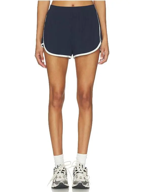 Splits59 Megan Woven Nylon Run Short - Indigo & Creme