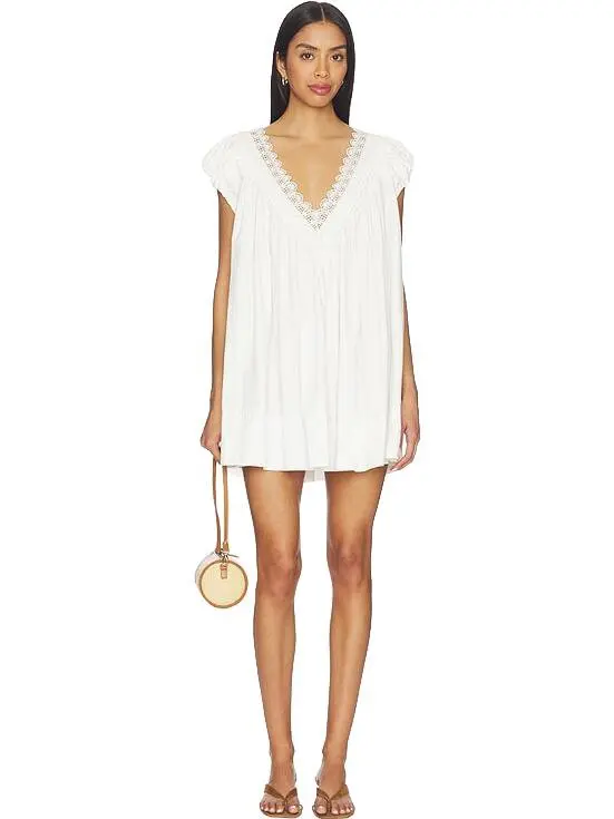 Free People Sundazed Mini Dress With Lace Trim - Sugar Swizzle