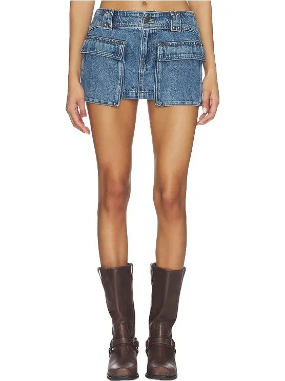 Free People Hera Studded Denim Mini Skirt - Juno
