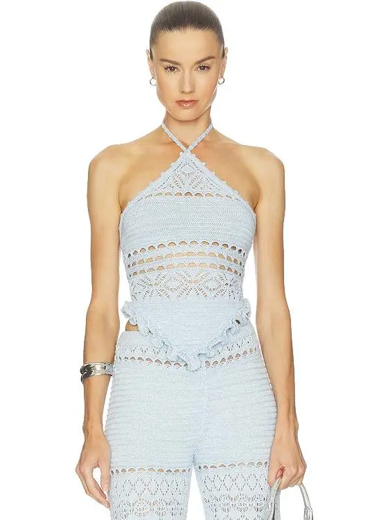 Retrofete Sylvaine Crochet Halter Top - Metallic Glace