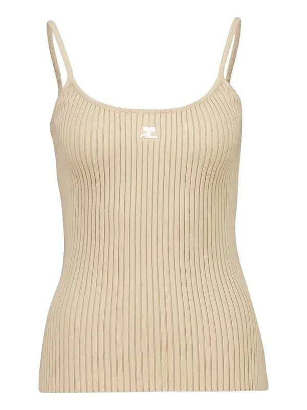 COURREGES Sand Reedition Rib Knit Tank Top - Beige