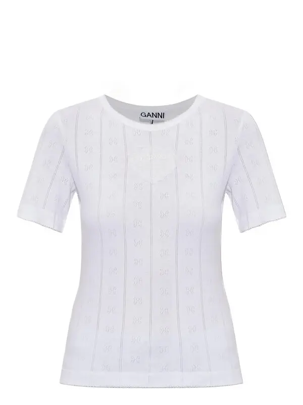 GANNI Textured Appliqué Top - White