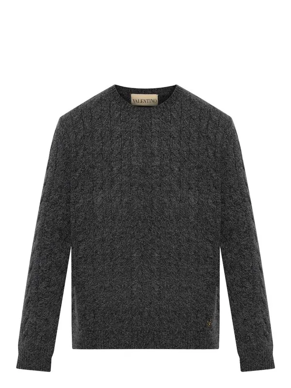 Valentino Garavani Wool Sweater With Decorative Knit - Grey