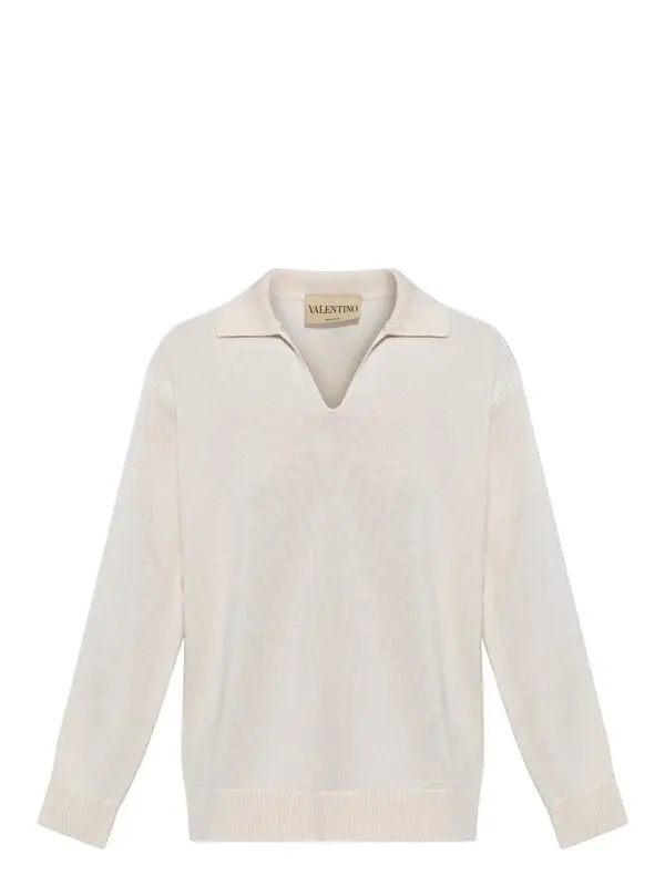Valentino Garavani Oversized Cashmere Polo Sweater - Cream