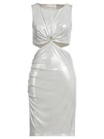 Patrizia Pepe Sleeveless Crewneck Bodycon Mini Dress - Silver