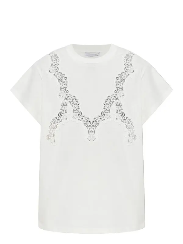 Stella McCartney T-shirt With Embroidered Lace - White